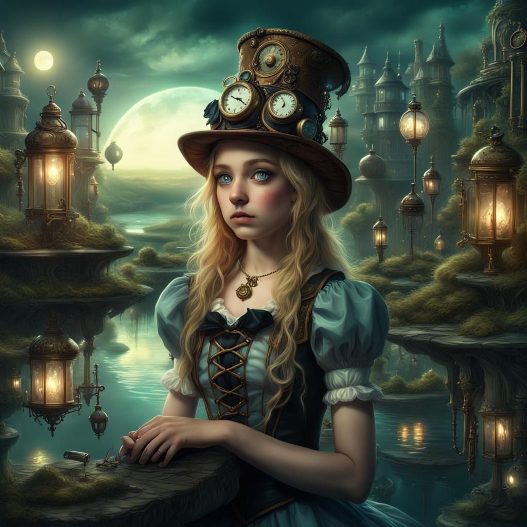Steampunk Alice In The Wonderland - AI Generated Artwork - NightCafe ...