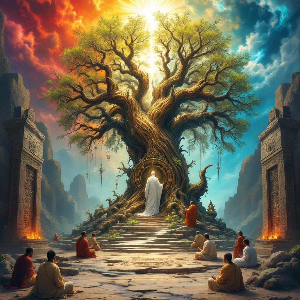 Concept art for a fantasy RPG Digital painting of a divine elemental ...