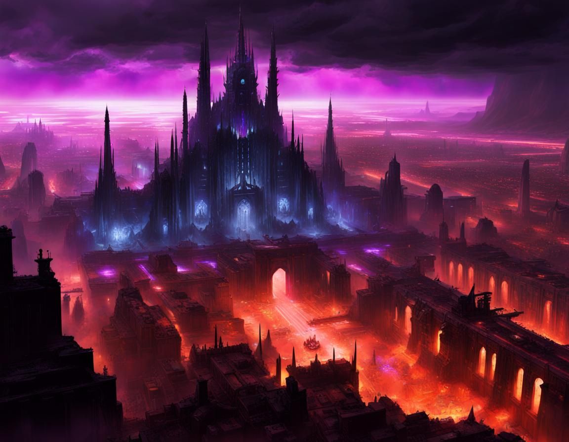 Warhammer 40K. Huge Fortress-monastery of Chaos Space Marines. Barren ...