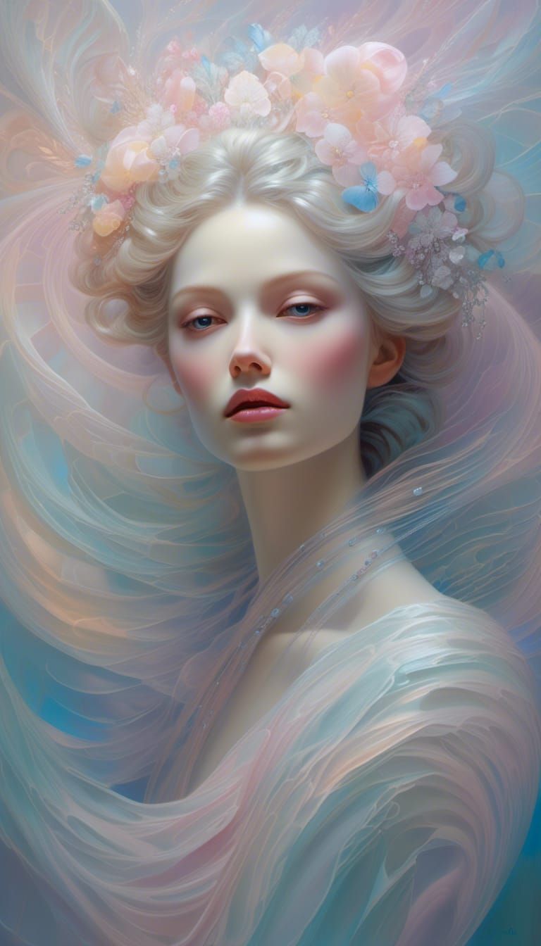 Abstract style hauntingly ethereal portrait of a mysterious figure ...