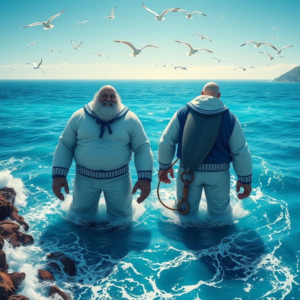 Gentle Giants in Serene Ocean, Masterpiece in HD - AI Art