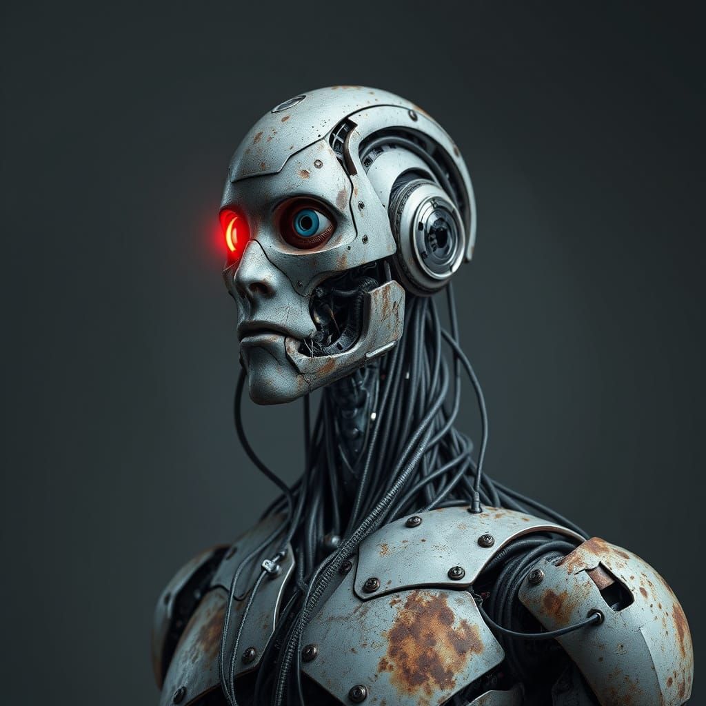 Cyborg Hybrid Overrun by Infectious Metal - AI Art