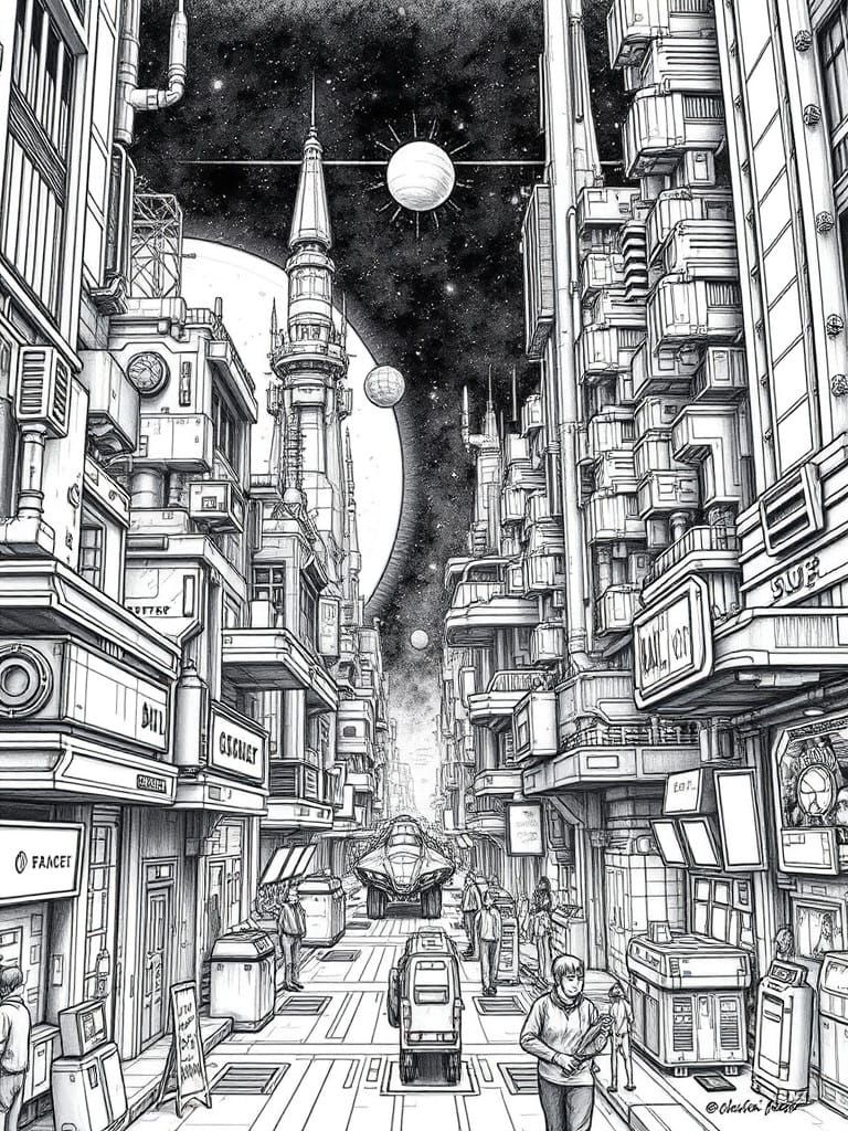 Cyber Town - Futuristic Spaceport Cityscape Masterpiece