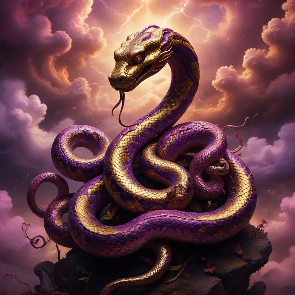 Surreal Snake Icon in Vibrant, Timeless Glory - AI Art
