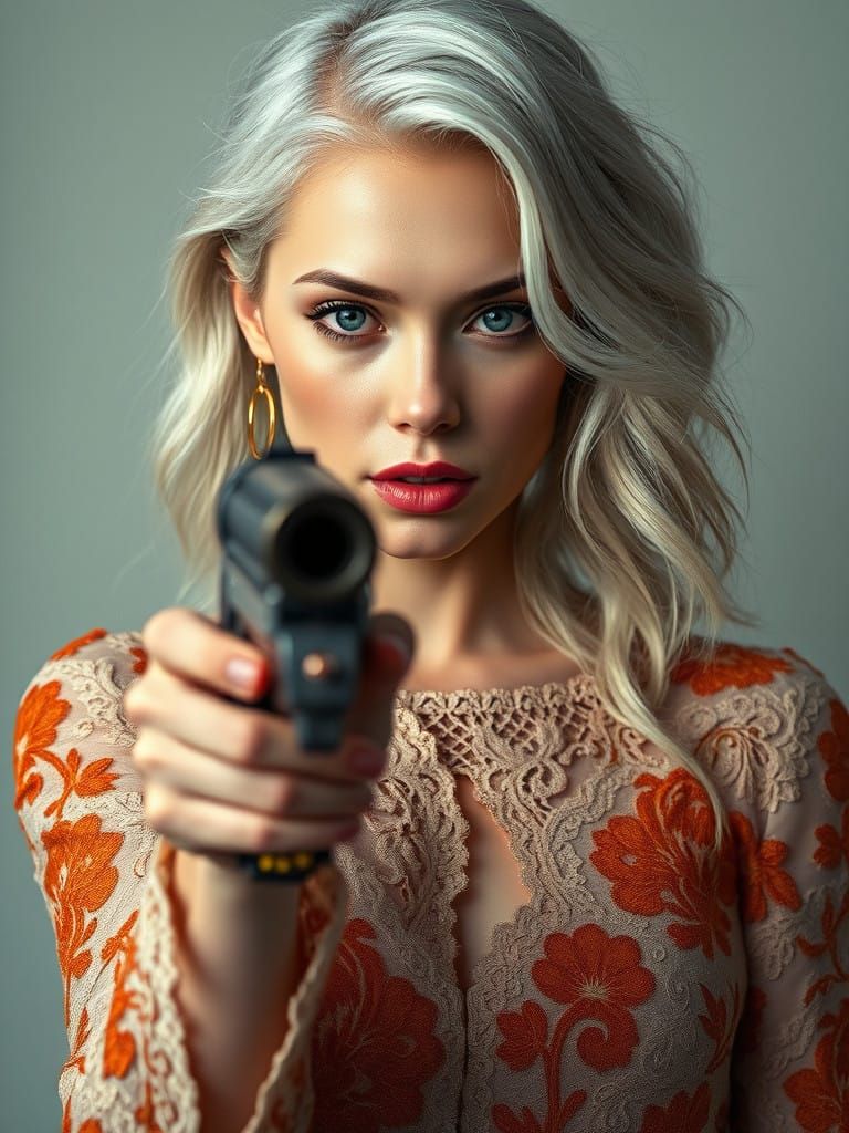 beautiful woman with machine gun - beautiful woman with mac...