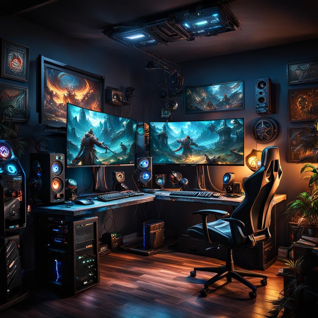 Gaming PC Setup - AI Generated Artwork - NightCafe Creator