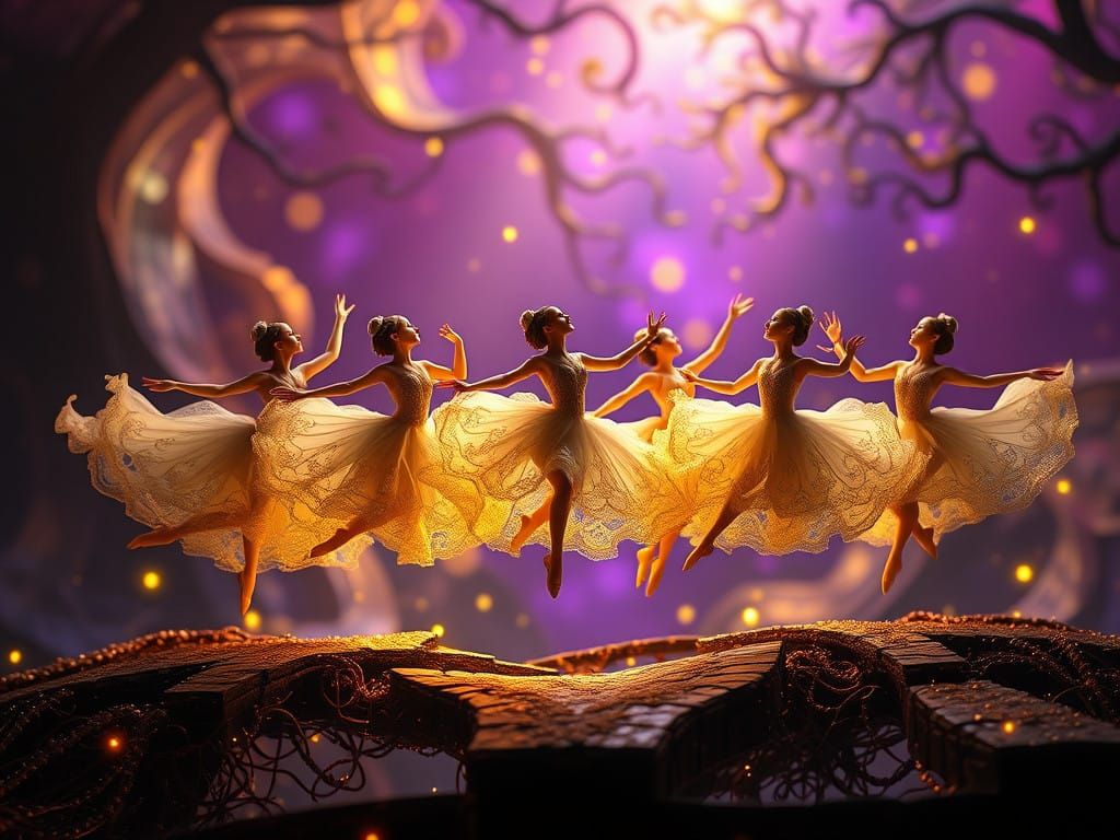 a toy ballet - Ethereal Ballet of Porcelain Ballerinas in A...