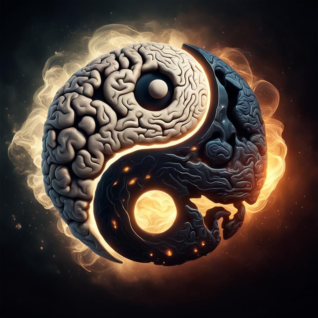 Yin yang in shape of a brain - evolution - AI Generated Artwork ...