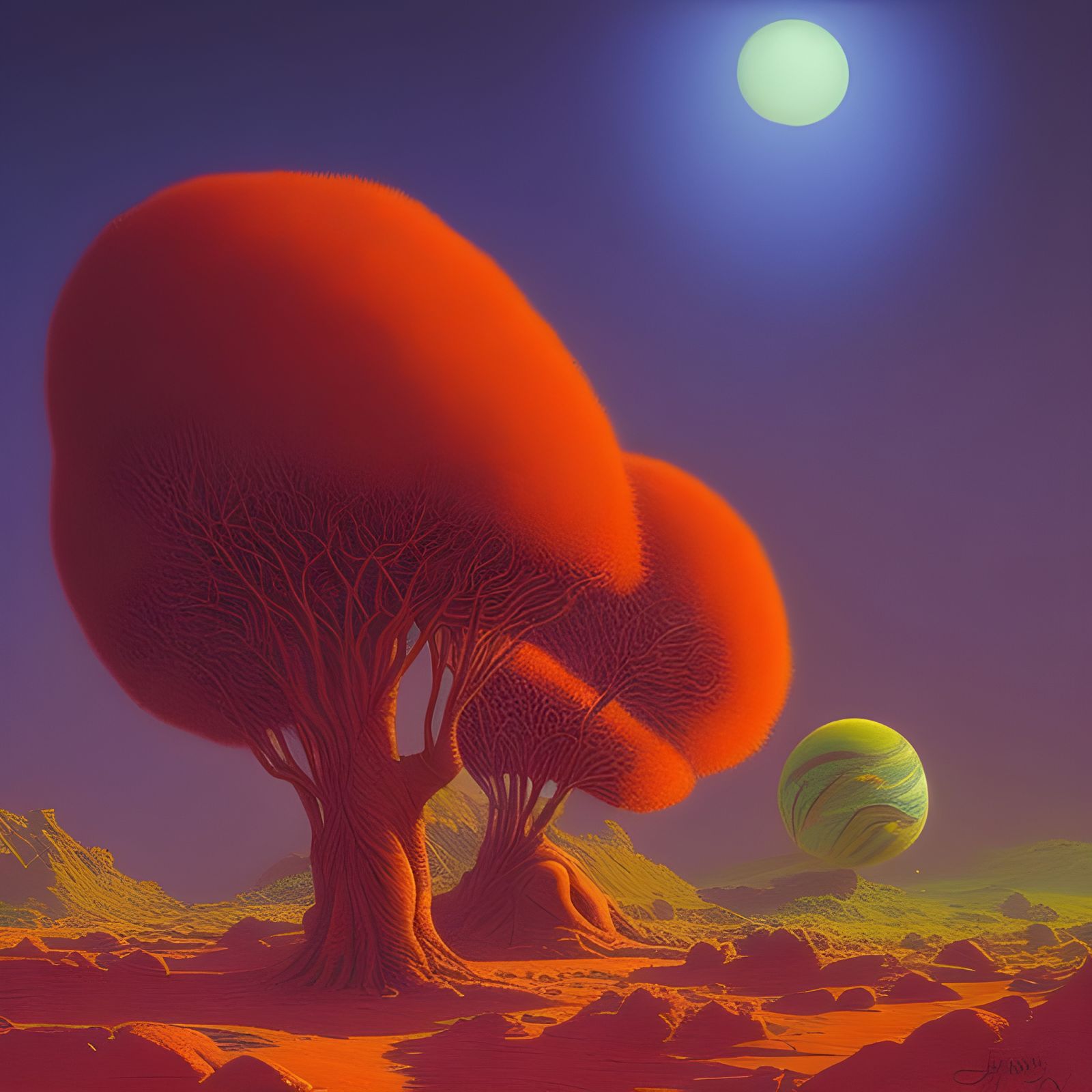 A tree on another planet bears alien fruit - AI Generated Artwork ...
