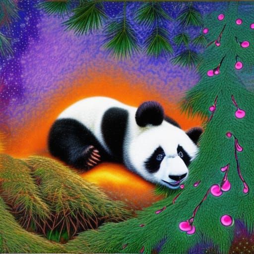 Christmas Panda Surprise - AI Generated Artwork - NightCafe Creator