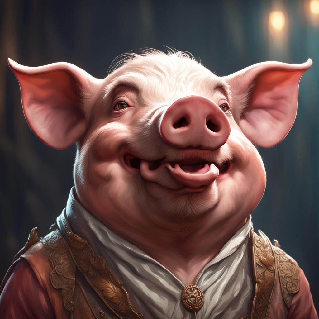 Smiling pig - AI Generated Artwork - NightCafe Creator