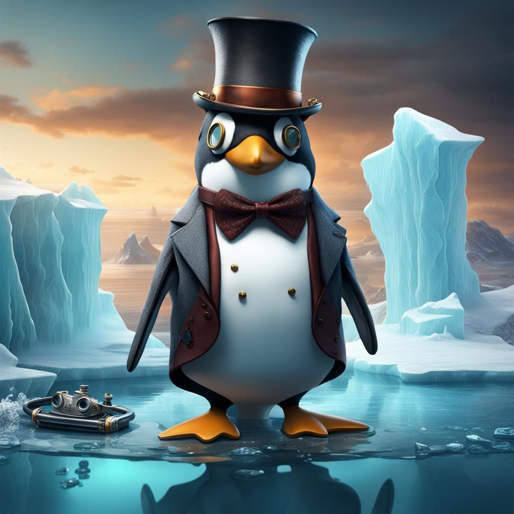 Steampunk Penguin 8 - AI Generated Artwork - NightCafe Creator