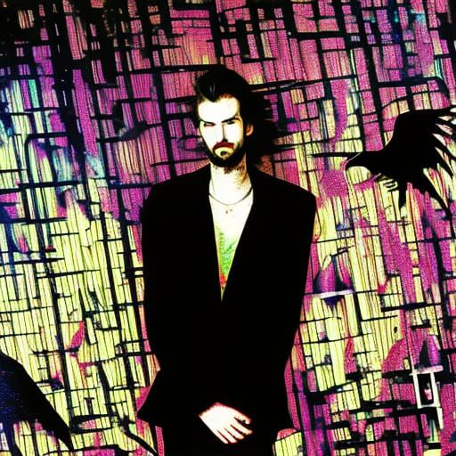 Morfeo of Sandman, By Tom Sturridge, black coat, white shirt,semi lomg ...