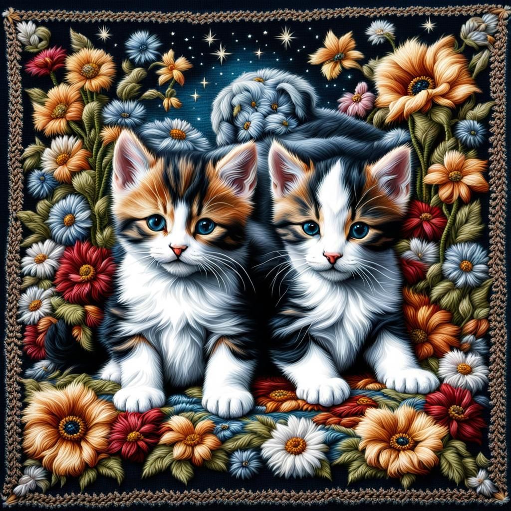 Kitten Tapestry - AI Generated Artwork - NightCafe Creator