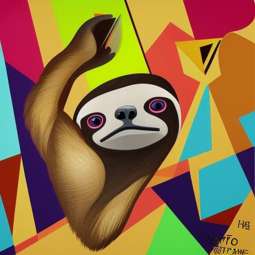 Hoffman's two-toed sloth. cubist painting, Neo-Cubism, layered ...