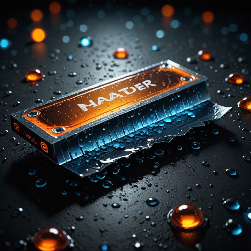 A close-up of a razor blade lying on a dark surface with covered in ...