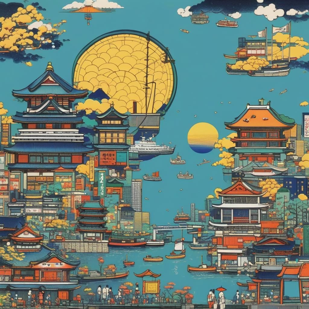Pjlljhk Imperial Tokyo harbor painting - AI Generated Artwork ...