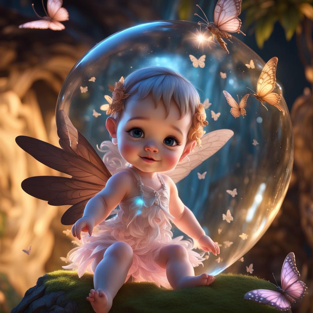 Stunningly Beautiful Finest Details of a Happy Beautiful Baby Fairy in ...