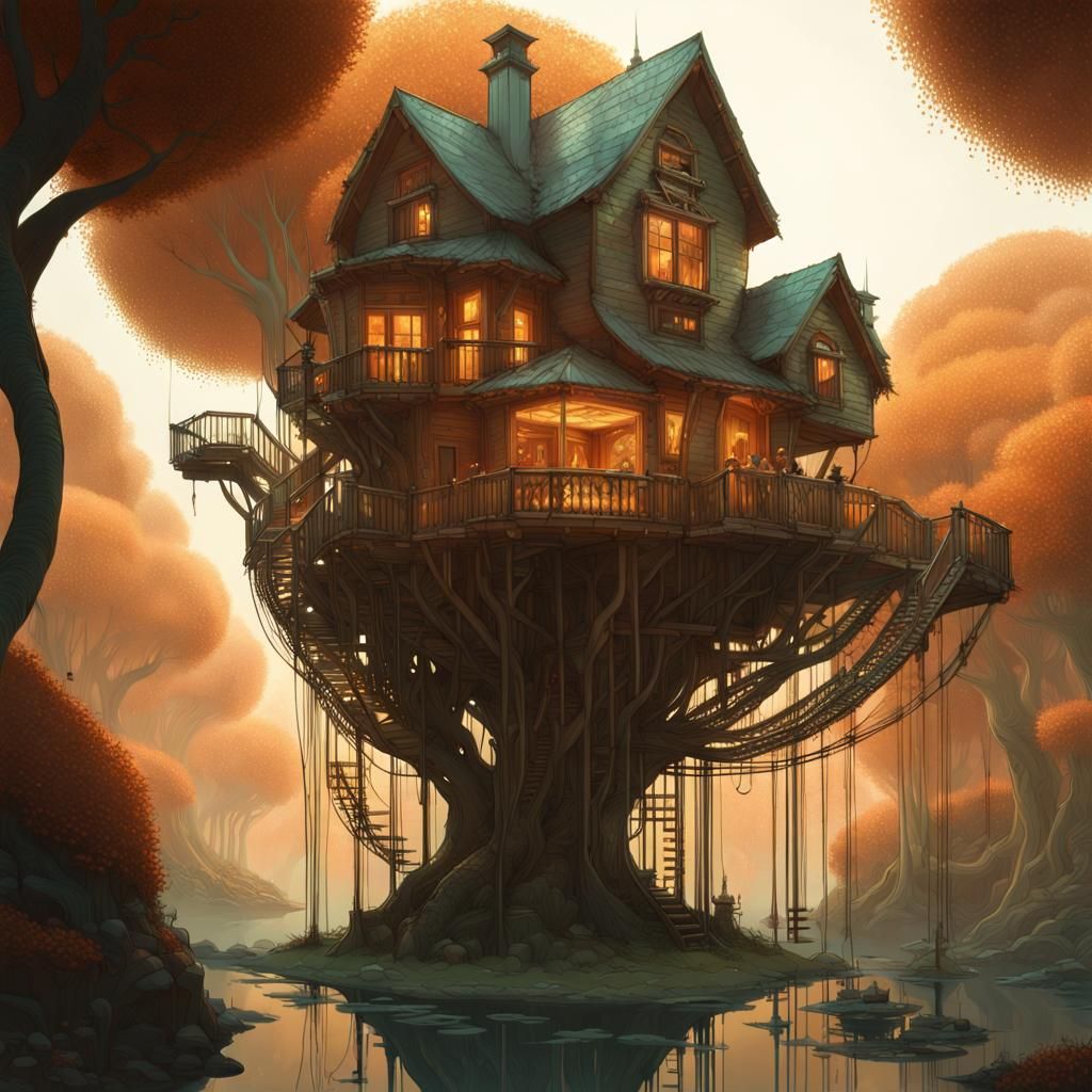 Treehouse - AI Generated Artwork - NightCafe Creator