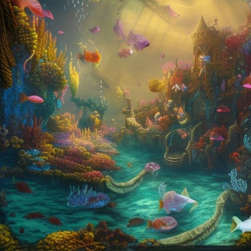 underwater mermaid village - AI Generated Artwork - NightCafe Creator