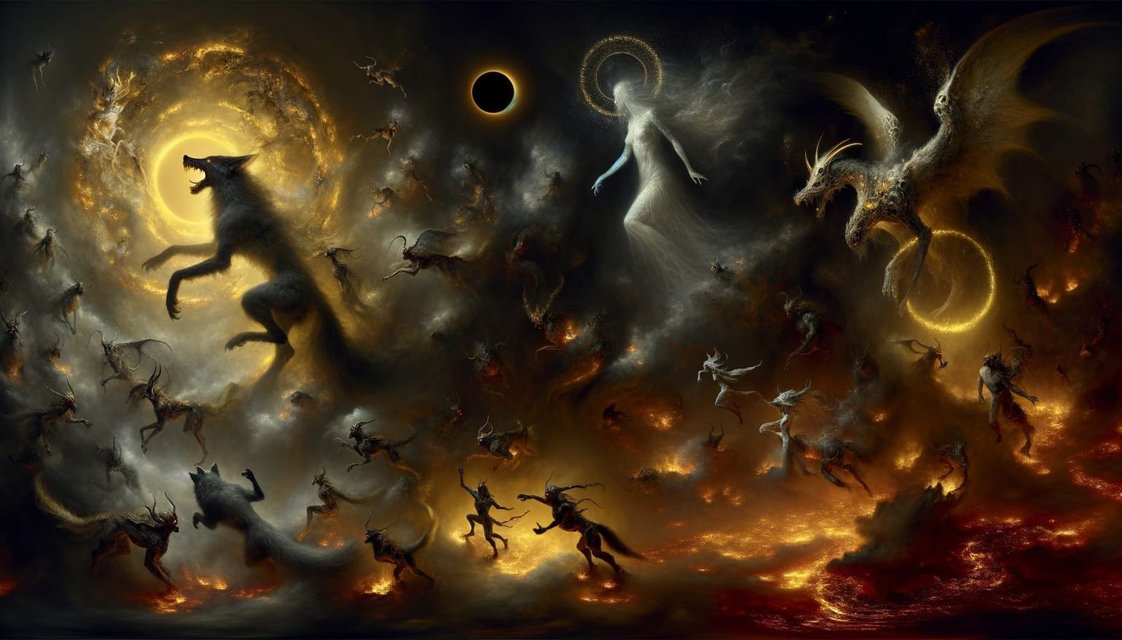 Dark Fantasy Monstrous Entity Enters the Underworl... - AI Art