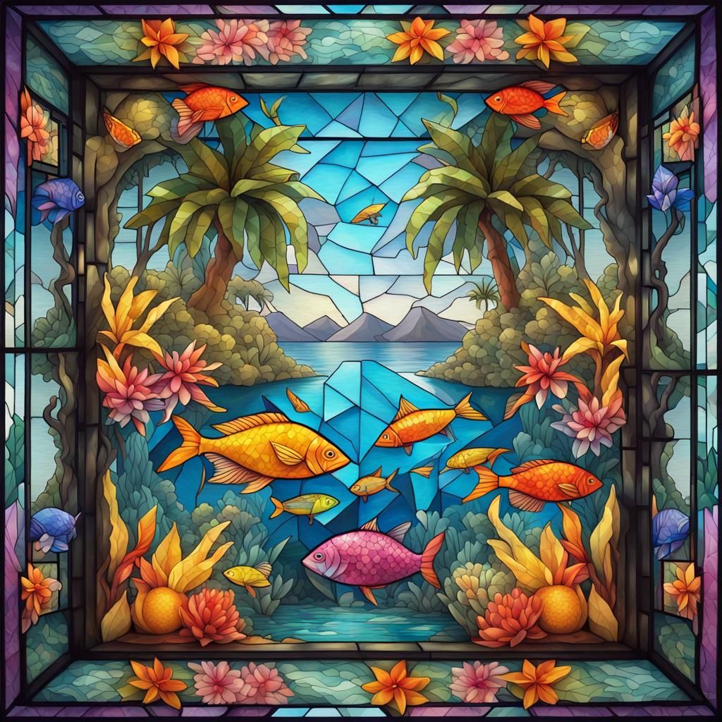 Stained Glass Tropical Fish - AI Generated Artwork - NightCafe Creator