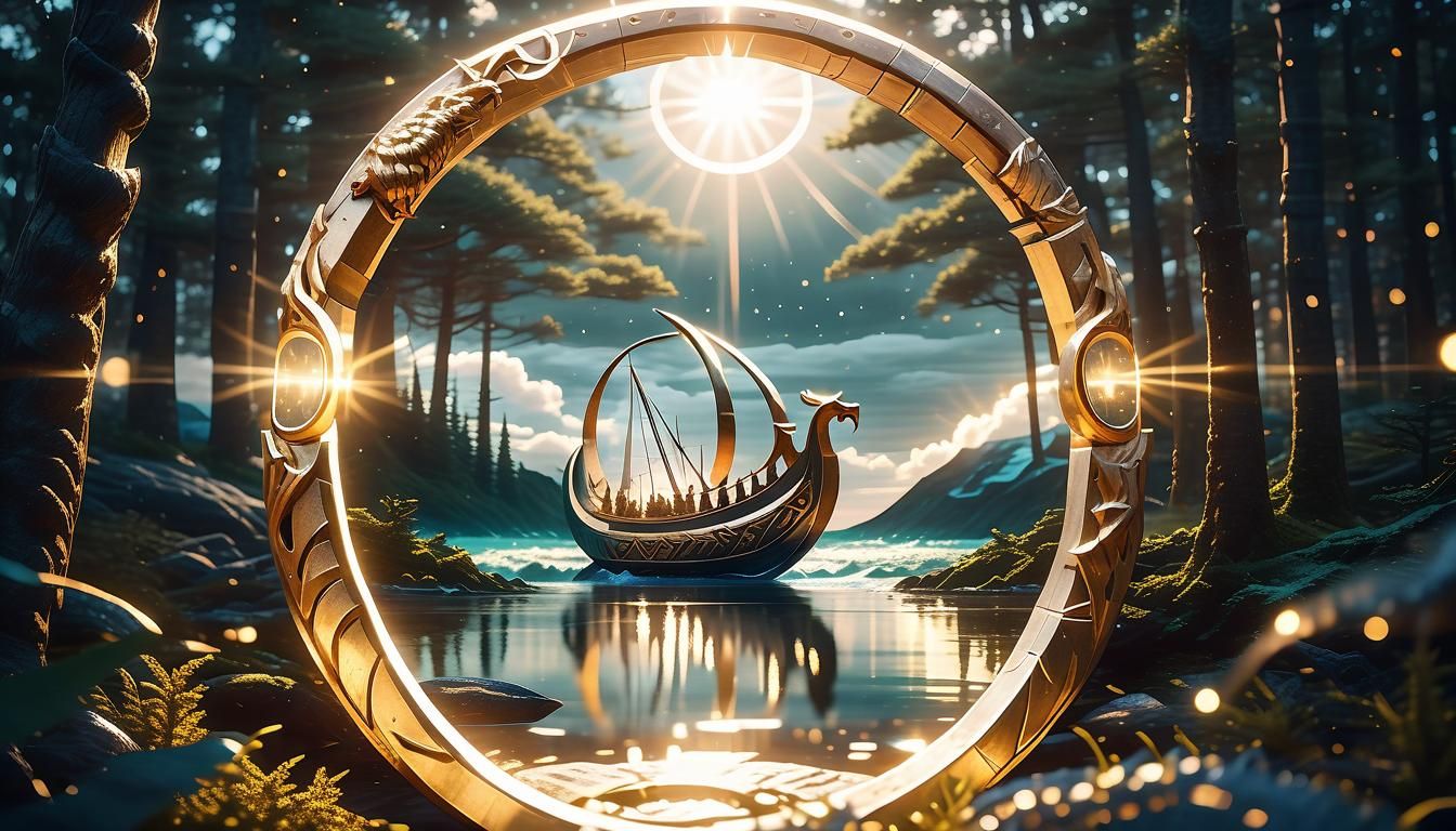 Worm Ouroboros ring metallic gold art nouveau style in a forest at ...