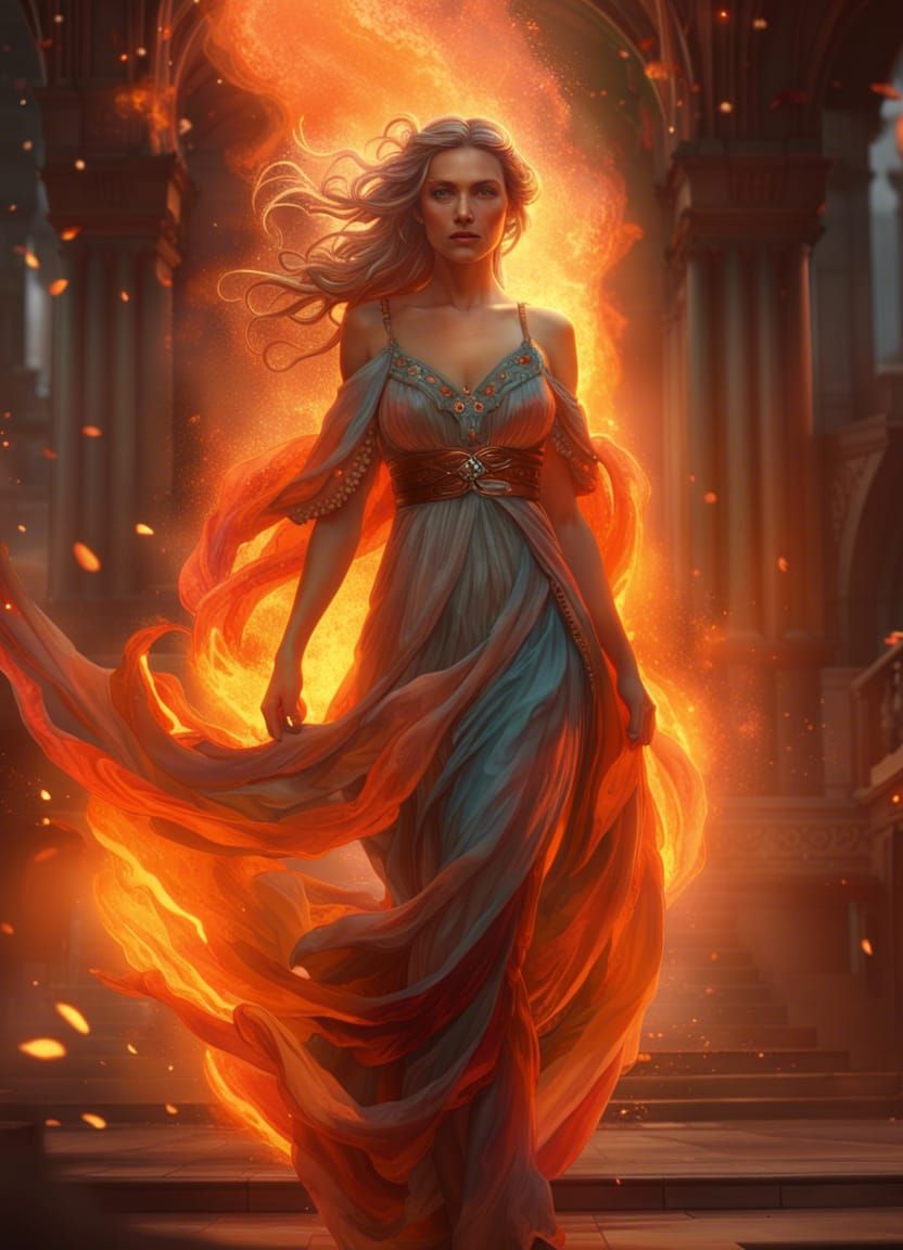 Female Flowing Fire - AI Generated Artwork - NightCafe Creator