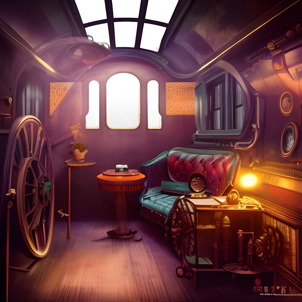 Steampunk Train Interior III - AI Generated Artwork - NightCafe Creator