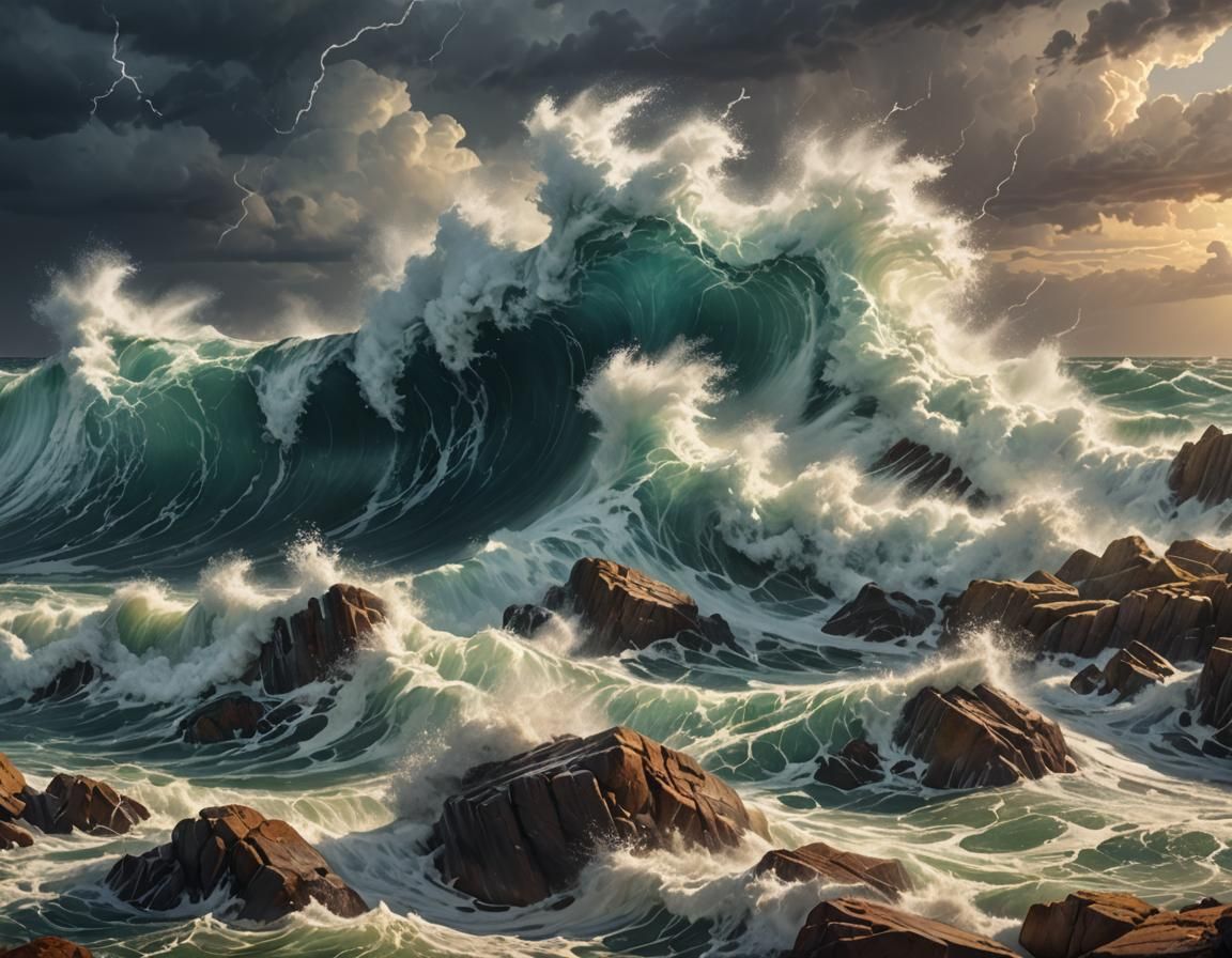 Ocean Waves - AI Generated Artwork - NightCafe Creator