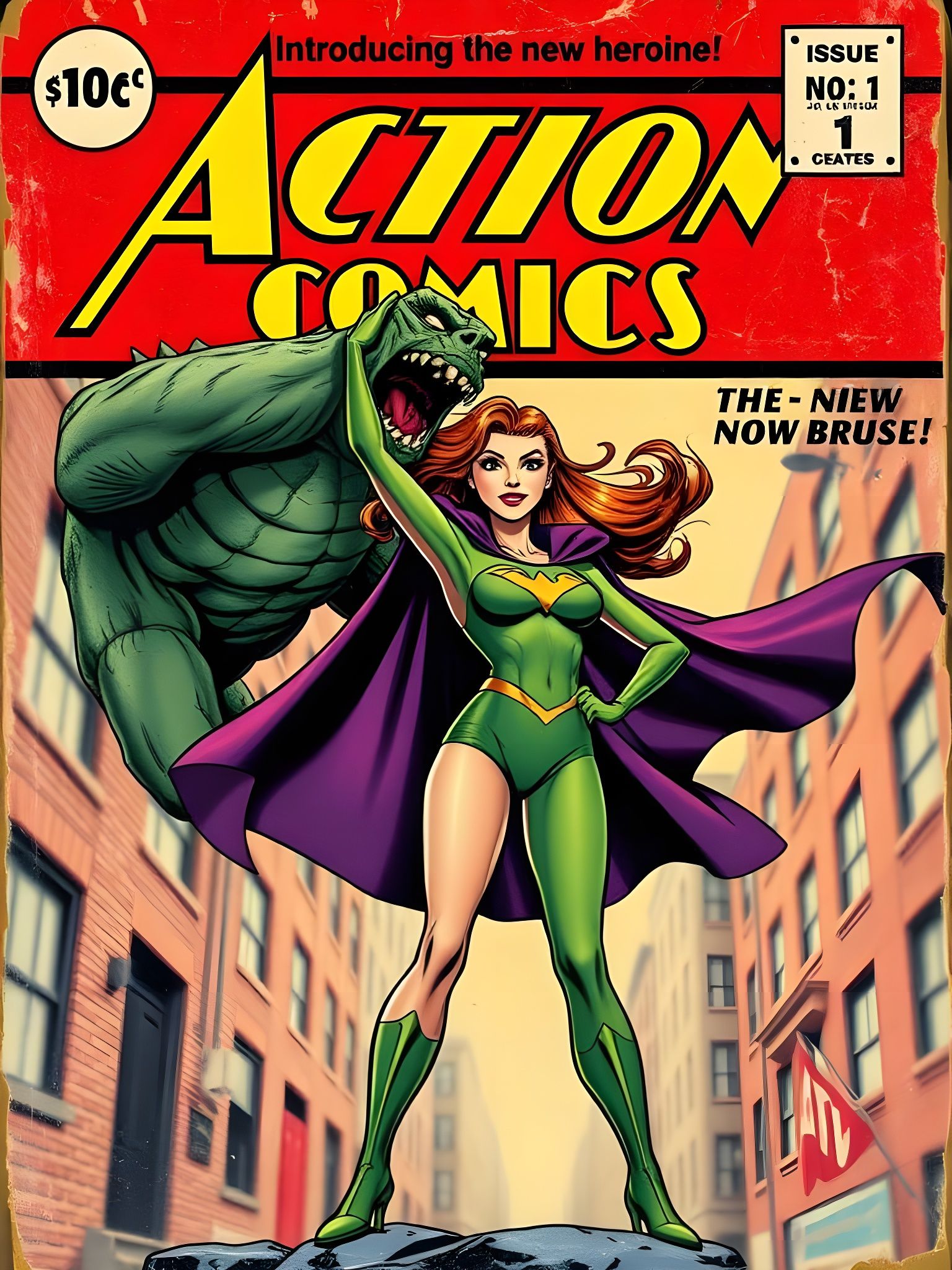 Vintage Comic Book Heroine in Action Comics Style - AI Art