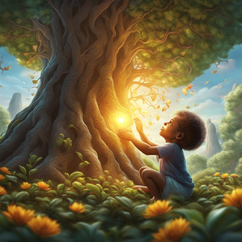 A child plants a glowing seed in fertile soil