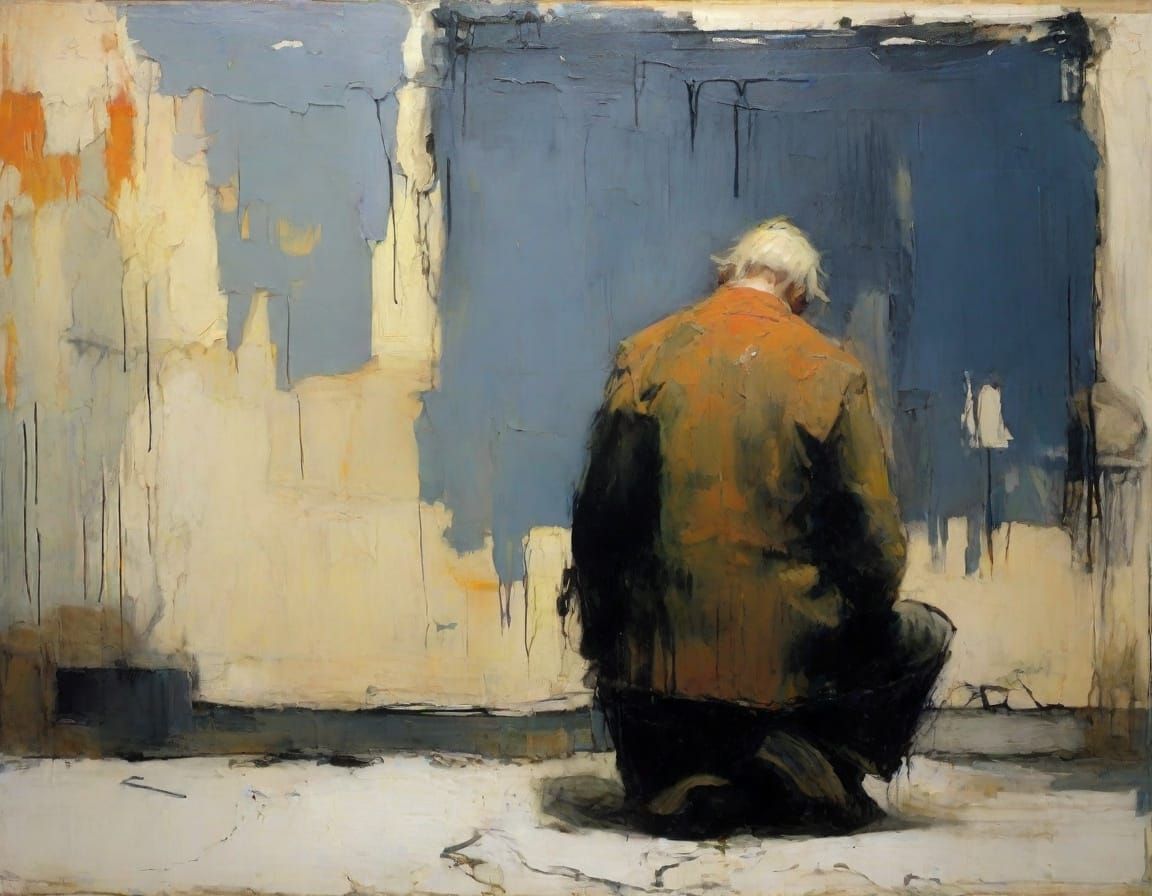 cognitive decline - Moody Impressionist Figure in Despair