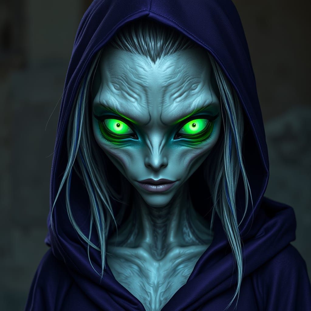 Gothic Alien Goddess with Necromancer Robes - AI Art