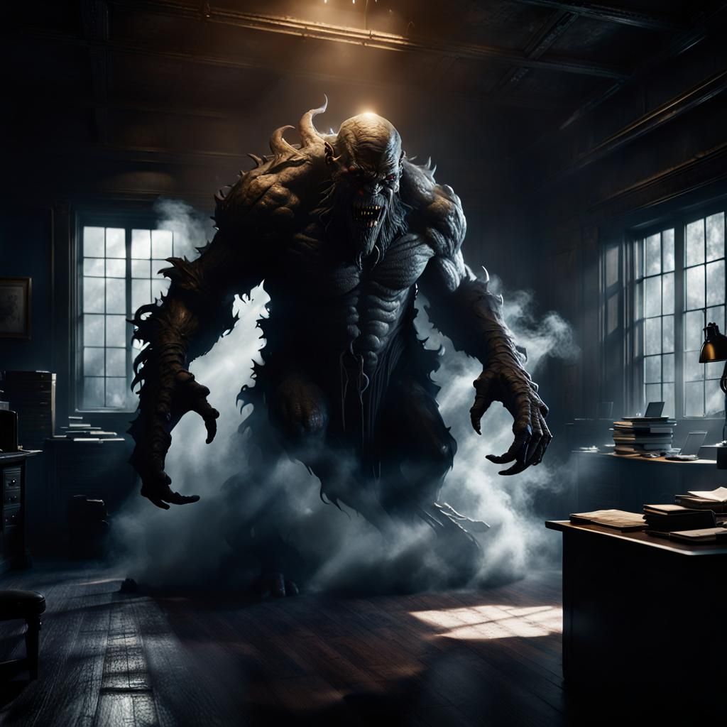 Shadow monster forms out of the darkness - AI Generated Artwork ...
