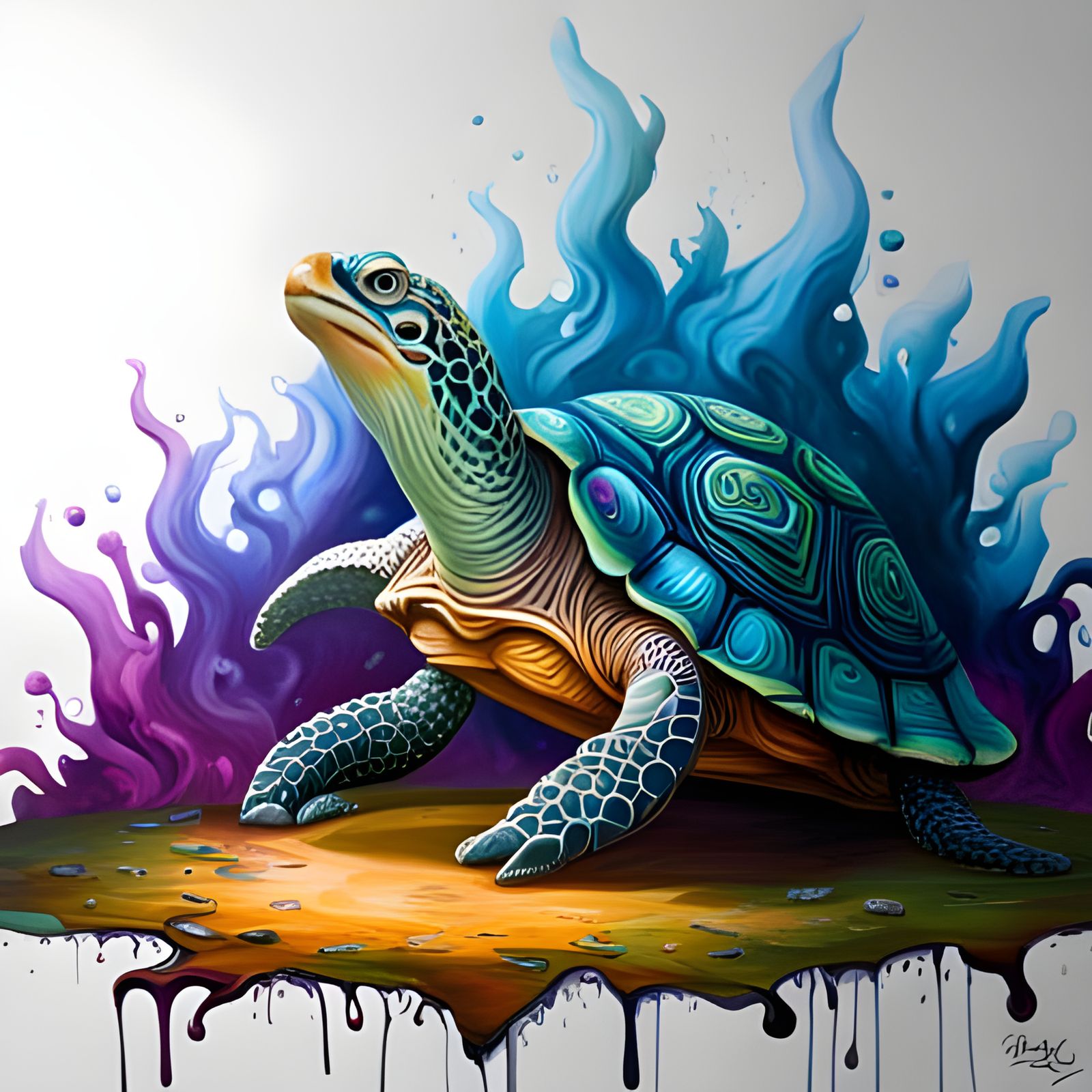 One crazy turtle. * - AI Generated Artwork - NightCafe Creator