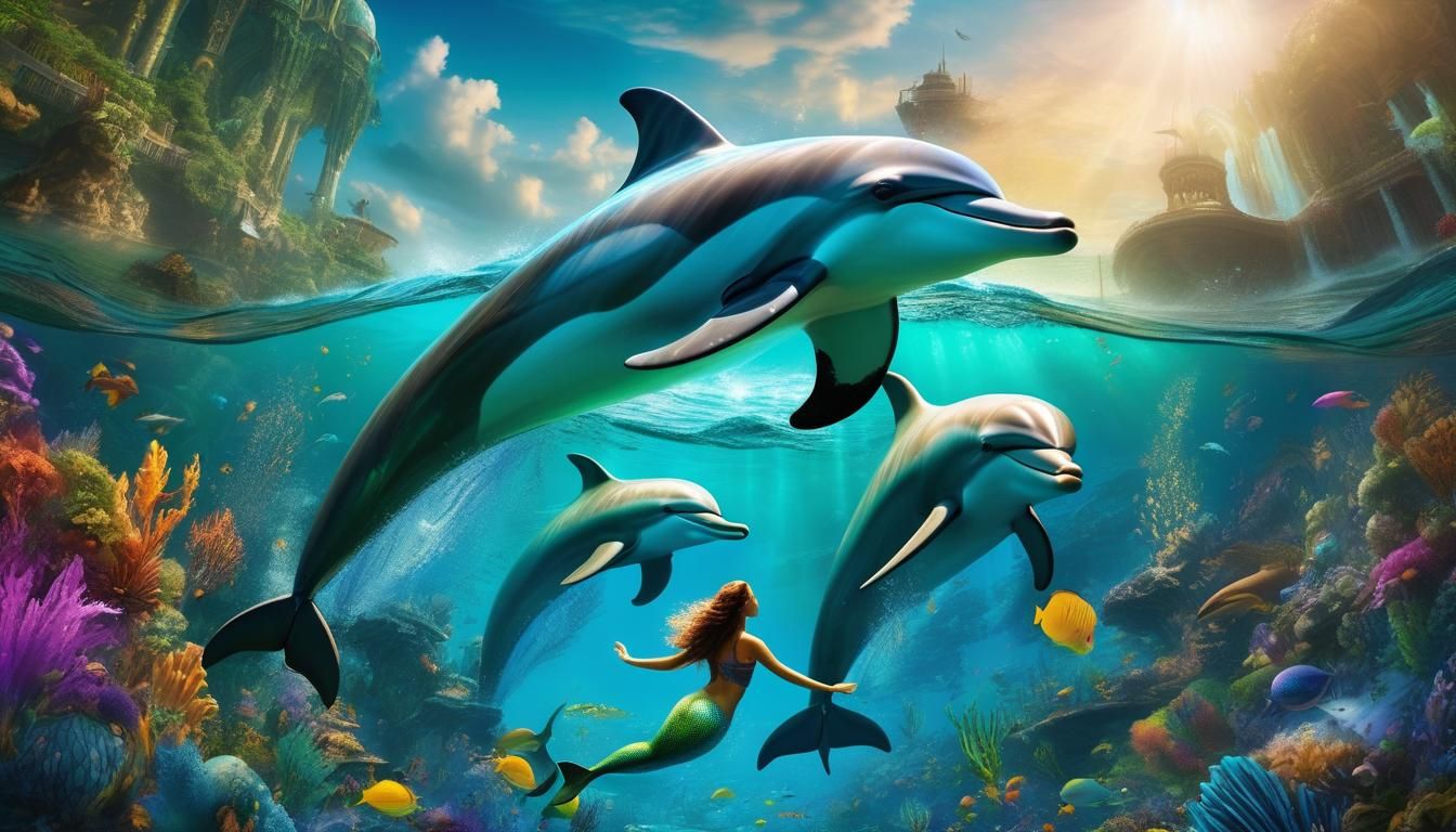 Dolphins and Mermaid - AI Generated Artwork - NightCafe Creator