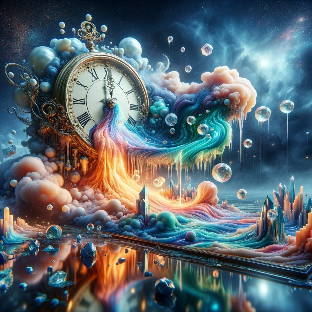 Time flows backward as a clock melts into a Salvador Dalí-esque ...