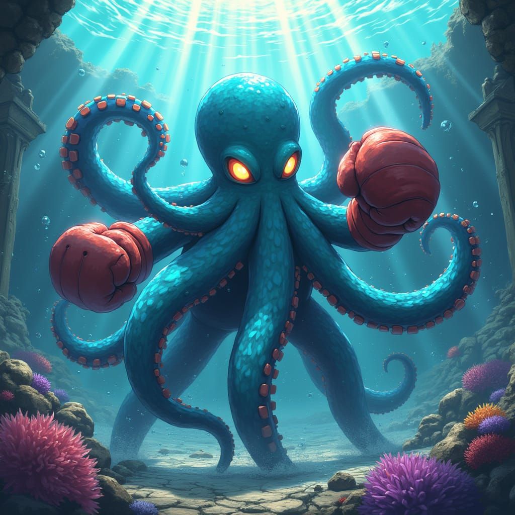 Mighty Octopunch Unleashes Devastating Punch in An... - AI Art