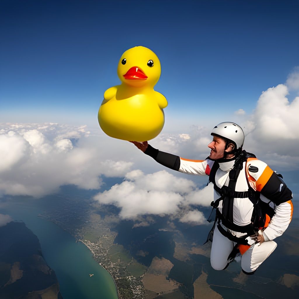 Skydiving plastic duck - AI Generated Artwork - NightCafe Creator