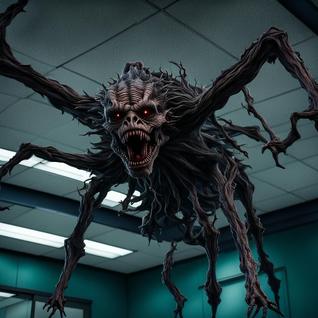 "Stranger Things demogorgon" hovering above the school in the upside ...