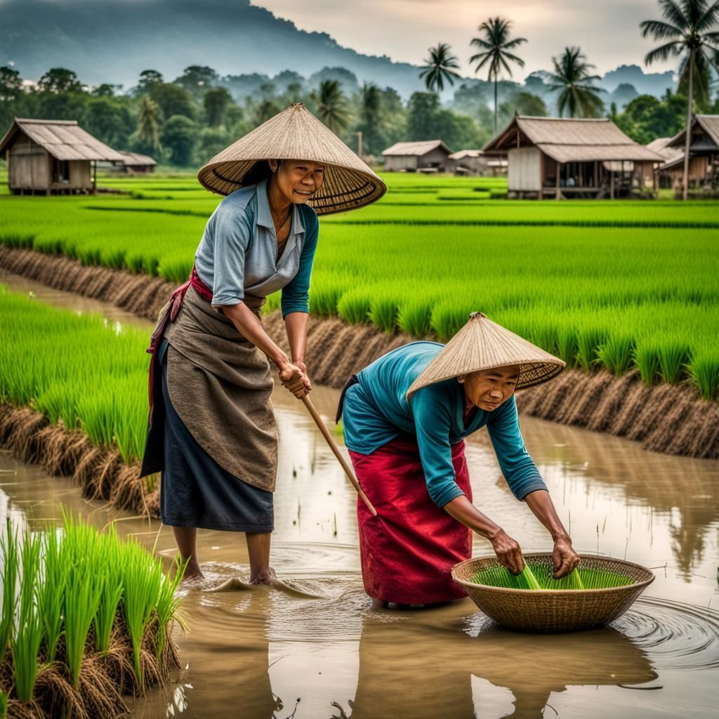 Thailand rice fields - AI Generated Artwork - NightCafe Creator