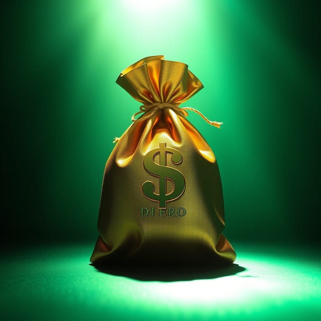 Golden Treasure Satchel Amidst Dark Verdure - AI Art