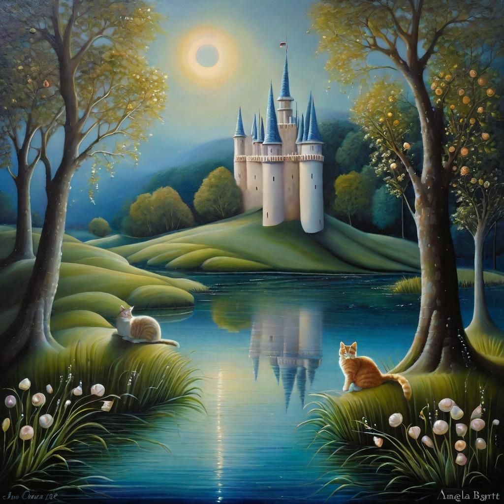 dreamy medieval castle pond - AI Generated Artwork - NightCafe Creator