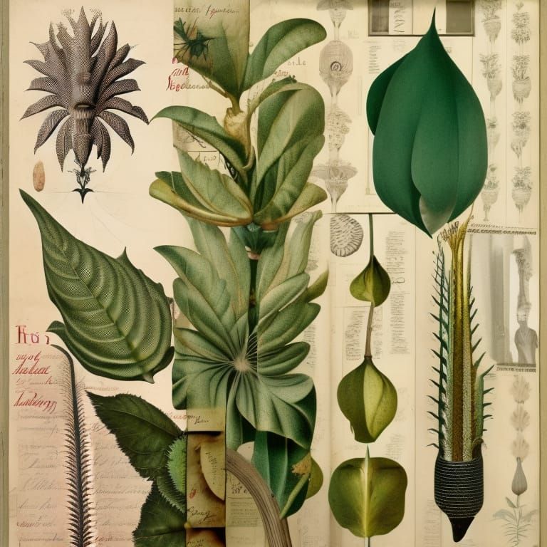Botanical Collage #3 - AI Generated Artwork - NightCafe Creator