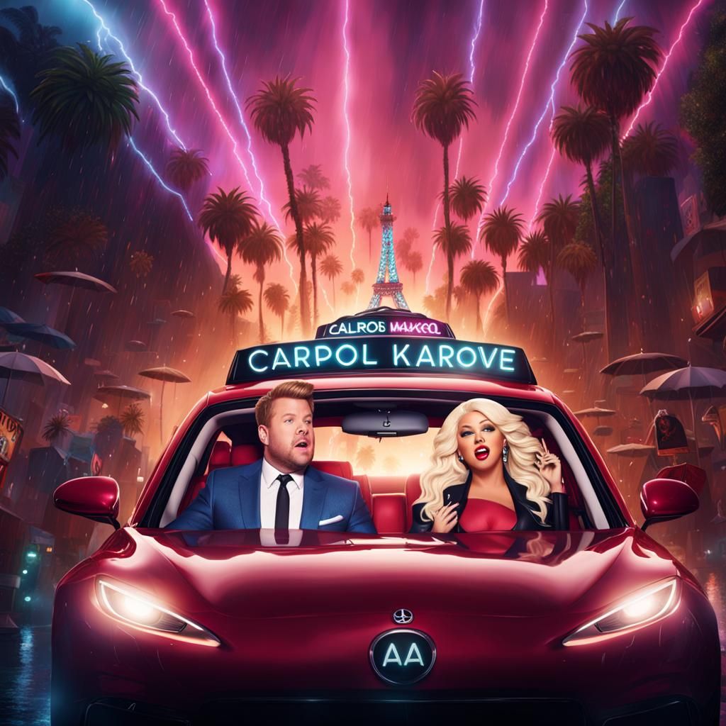 James Corden, carpool karaoke with Christina Aguilera - AI Generated ...