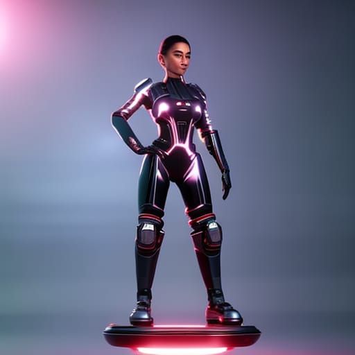 Very Detailed Beautiful Space Girl on a hoverboard - AI Generated ...