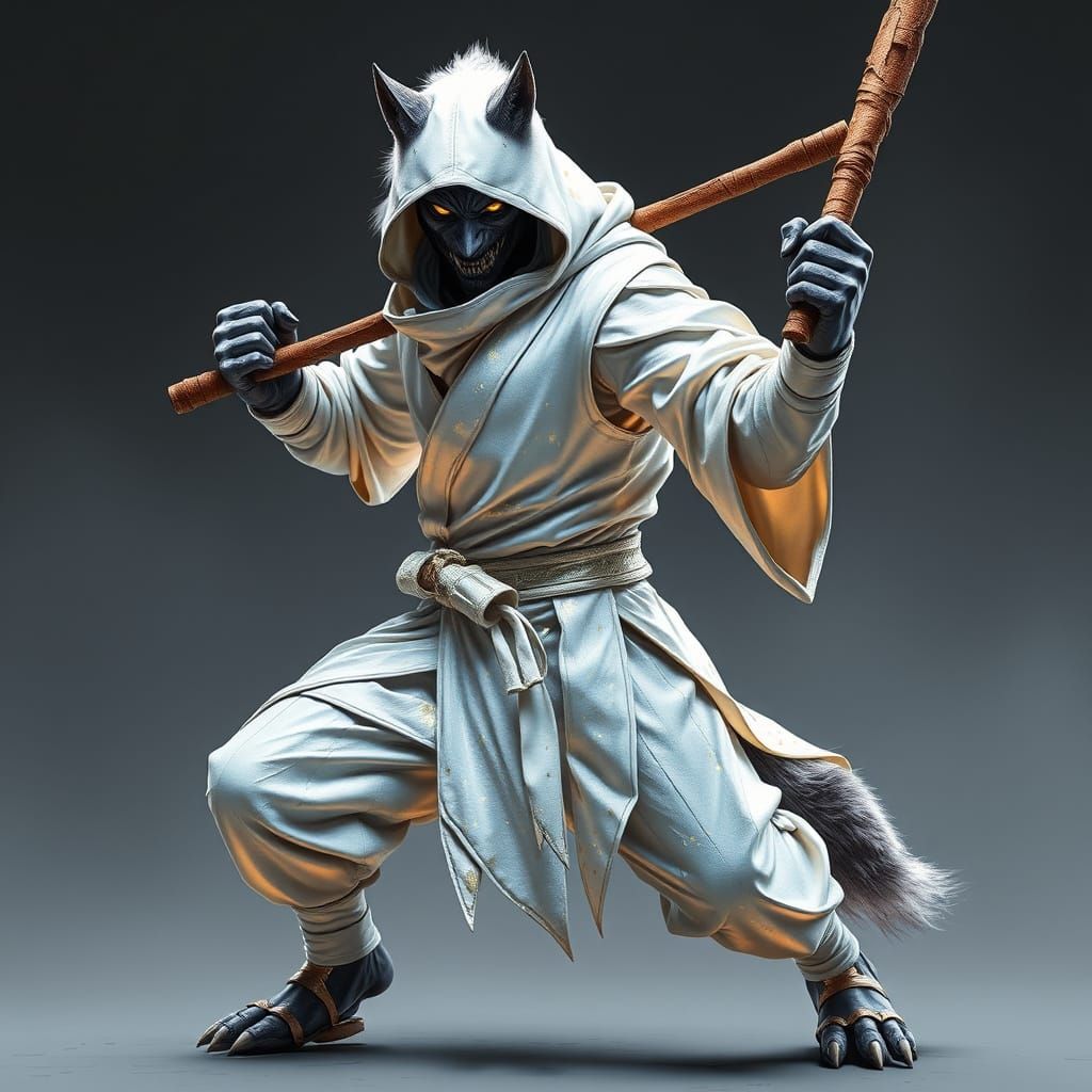 The wolf ninja - Hyper-Realistic Wolf Ninja in Futuristic S...