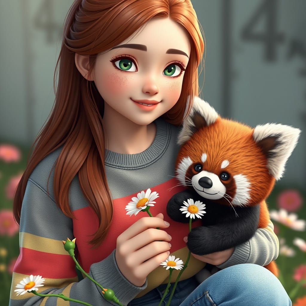 A beautiful woman with auburn hair slight freckles on her face bright ...