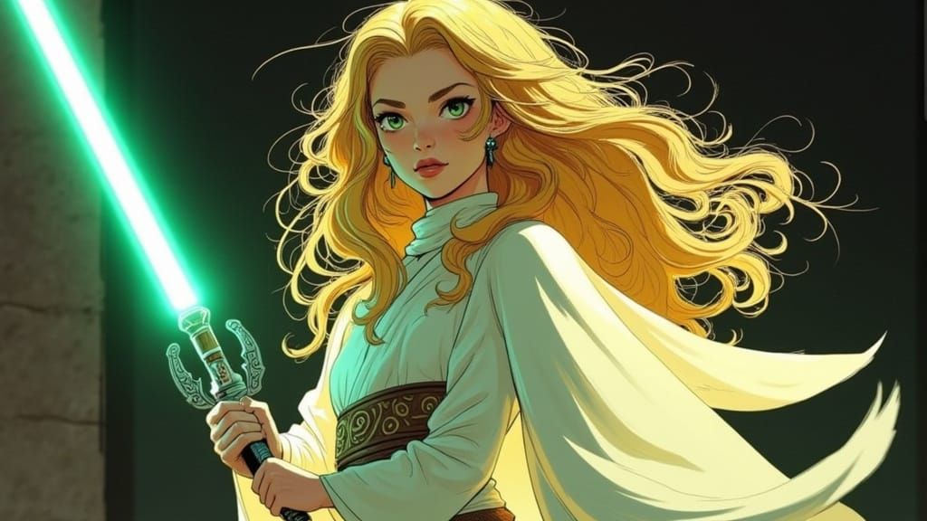 A stunning Jedi warrior woman